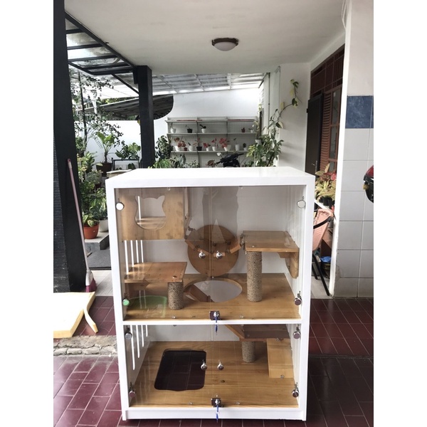 Jual Kandang kucing model cat duco+interior natural kayu | Shopee Indonesia