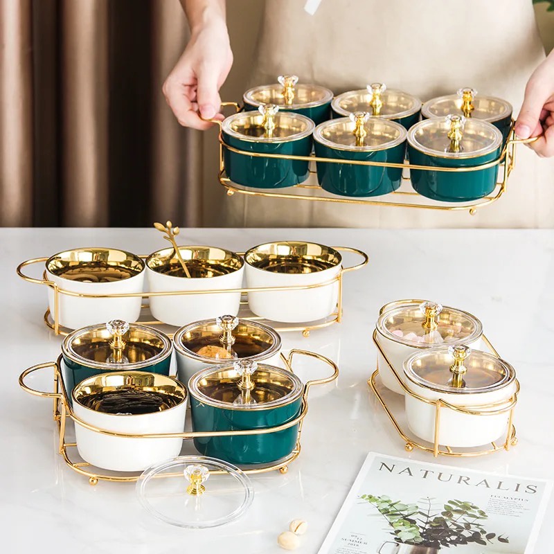 Jual Laura Wadah Snack Tray Set Keramik Dengan Tutup | Shopee Indonesia