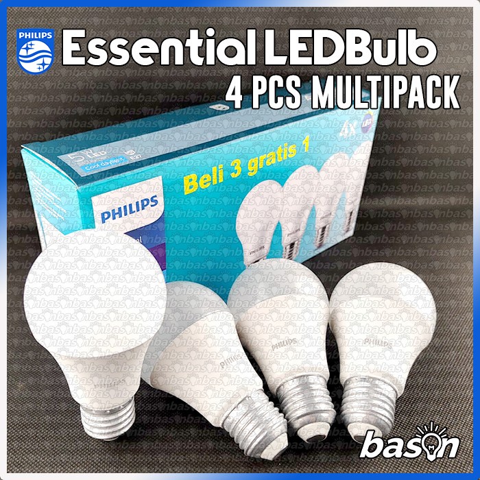 Jual PHILIPS Multipack Essential LEDBulb 5W 7W 9W 11W - Paket Bohlam Lampu LED isi 4 | Shopee ...