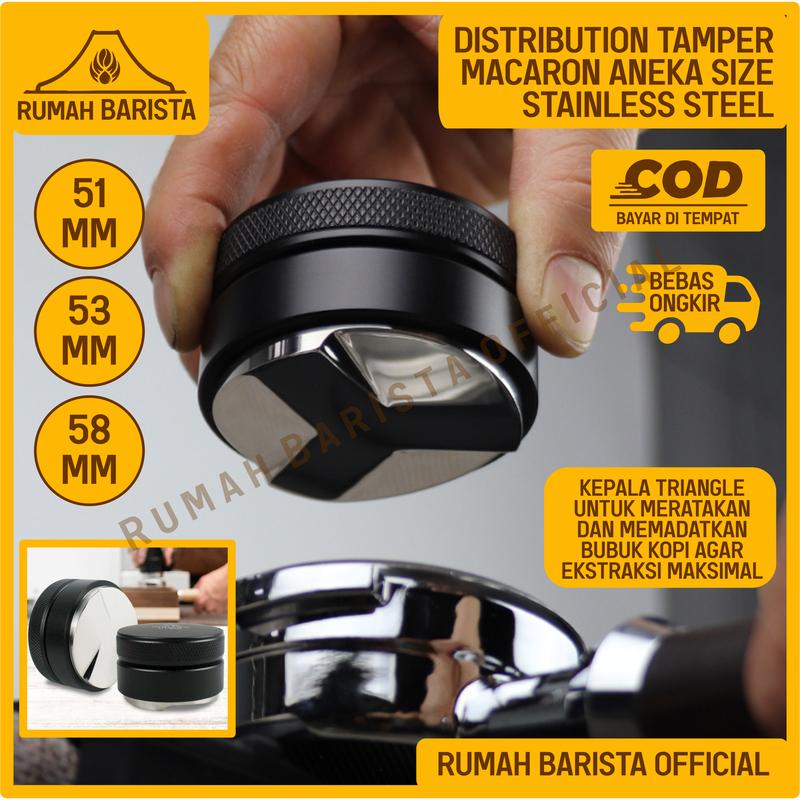 Jual Tamper Distribution 51MM 53MM 58MM Coffee Tamper Triangle Macaron ...