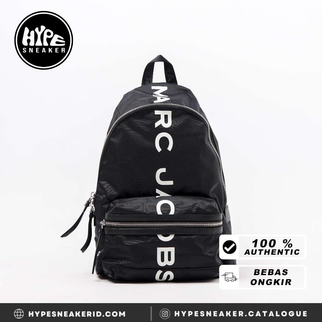 Jual Tas MARC JACOB TEXT WHITE BLACK NYLON BACKPACK - 40X30X13CM 100% ...