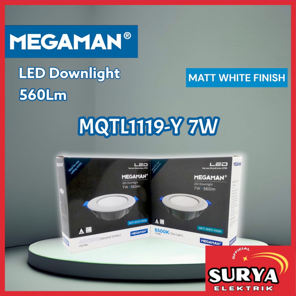 Jual Lampu Plafon LED MEGAMAN DOWNLIGHT 7W 9W 12W 15W Watt Matt Daylight Neutral Warm White ...