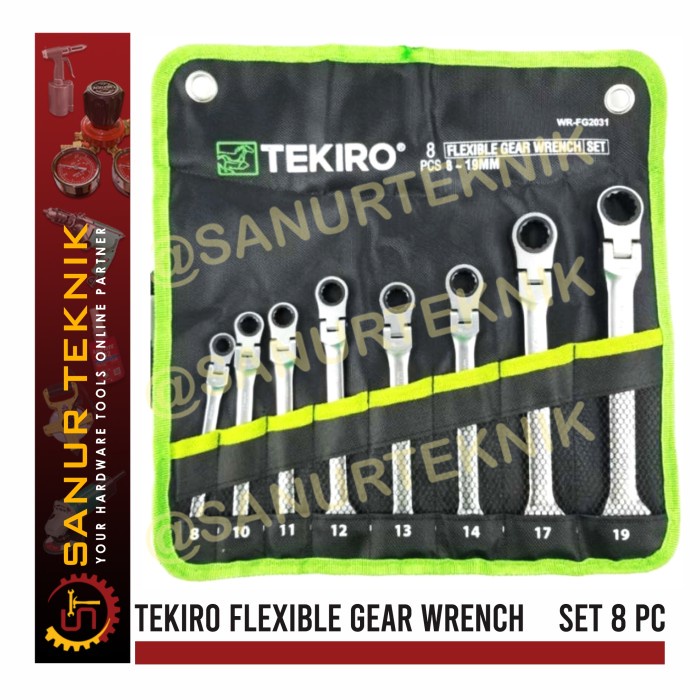 Jual TEKIRO Flexible Gear Wrench / Kunci Ring Pas Ratchet Flexible Set ...
