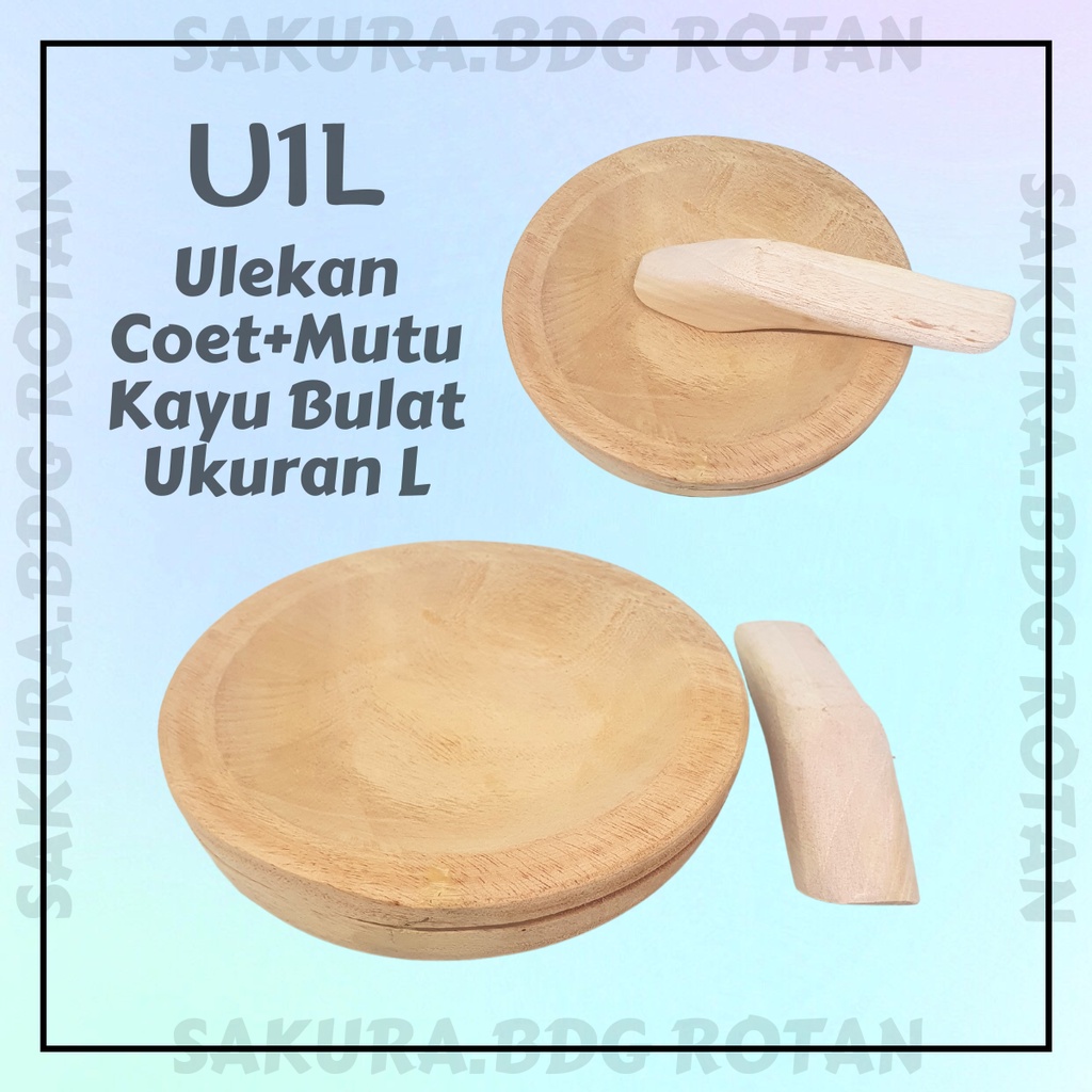 Jual U1L - Ulekan cobek kayu L 19x3 cm coet mutu peralatan dapur masak ...
