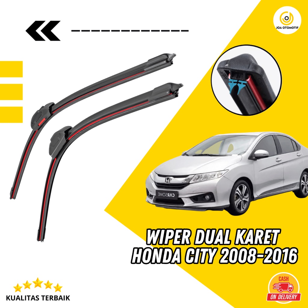 Jual 1 SET (2 PCS) Wiper Mobil Dual Blade - Honda City 2008 - 2016 ...