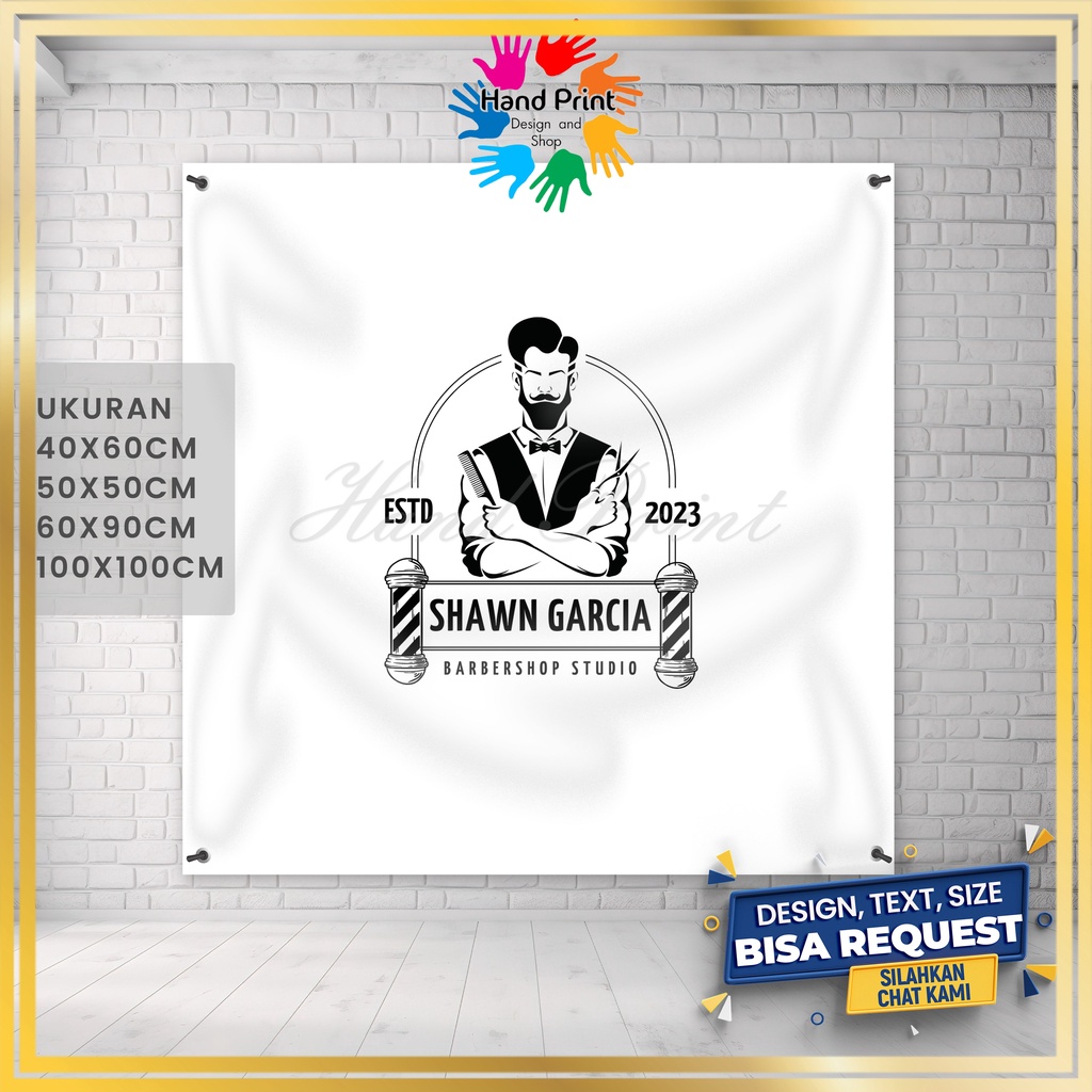 Jual SPANDUK / BANNER / MMT Vintage Barbershop Pangkas Rambut Cukur ...