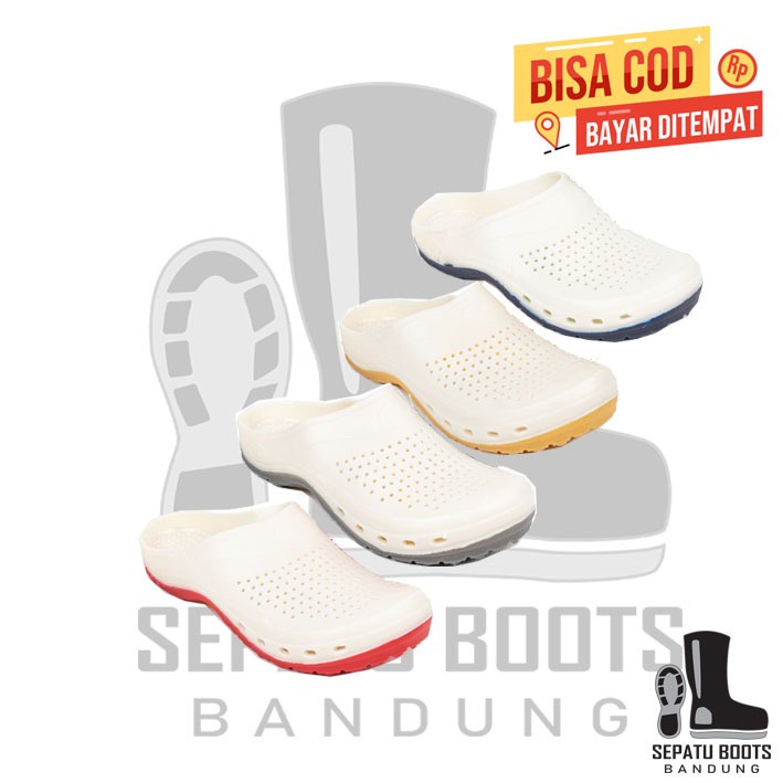 Jual Sandal Slop AP CLOGS Putih AP Boots Fashion Karet Lokal Nyaman ...