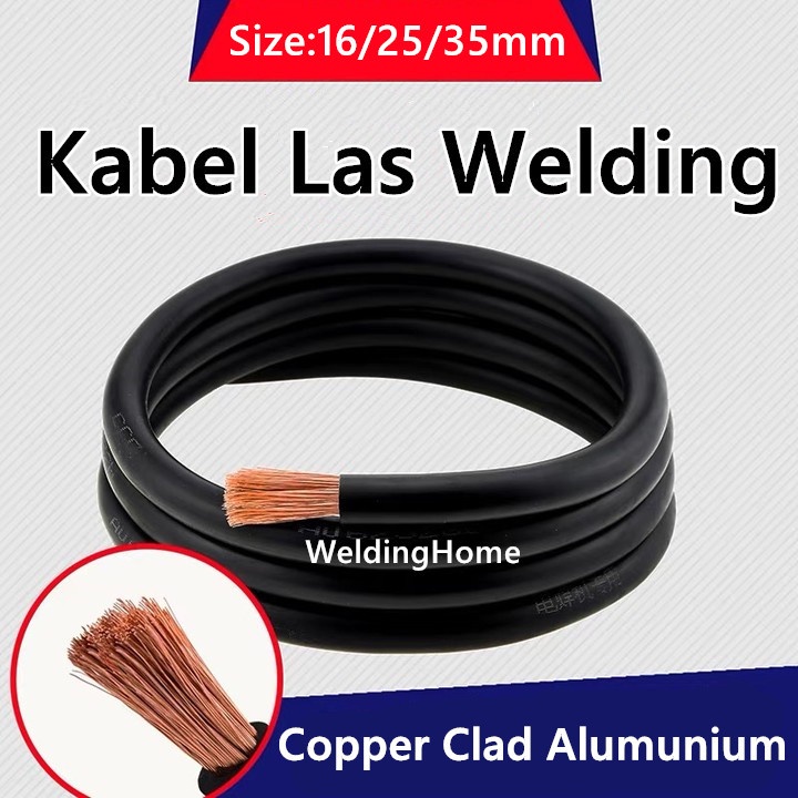 Jual 5meter Kabel Las Hitam 16mm 25mm 35mm Aluminium Tembaga Welding ...