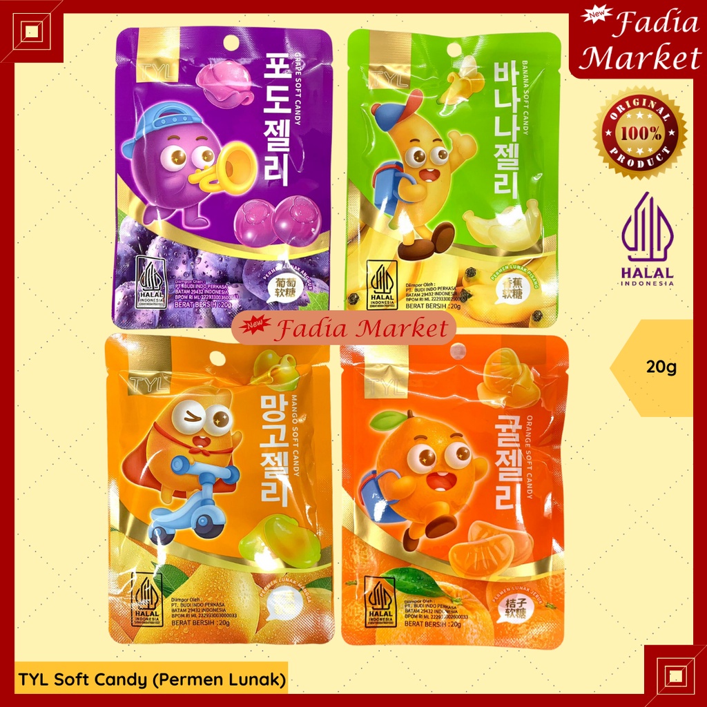 Jual TYL Soft Candy Permen Lunak Jelly Buah Grape Anggur Mango Mangga ...