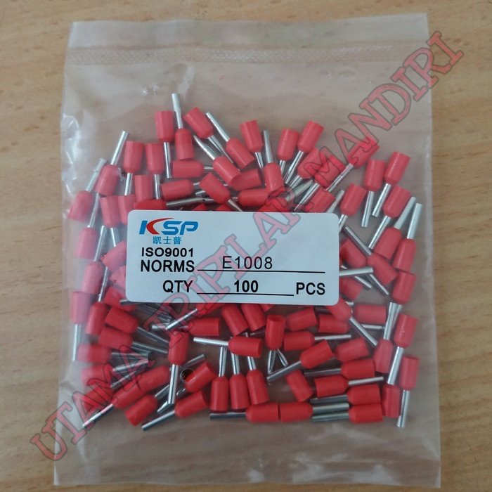 Jual Kabel Skun Ferrules 1mm Insulated Ferrules MERK KSP E1008 Merah ...