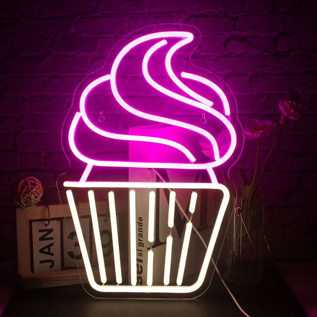 Jual Cake Neon Sign Acrylic Backer With LED Flex Neon Dessert Pizza ...