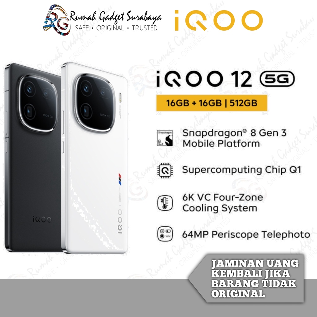 Jual IQOO 12 16GB / 512GB Snapdragon 8 Gen 3, 6010mm2 VC Cooling system ...