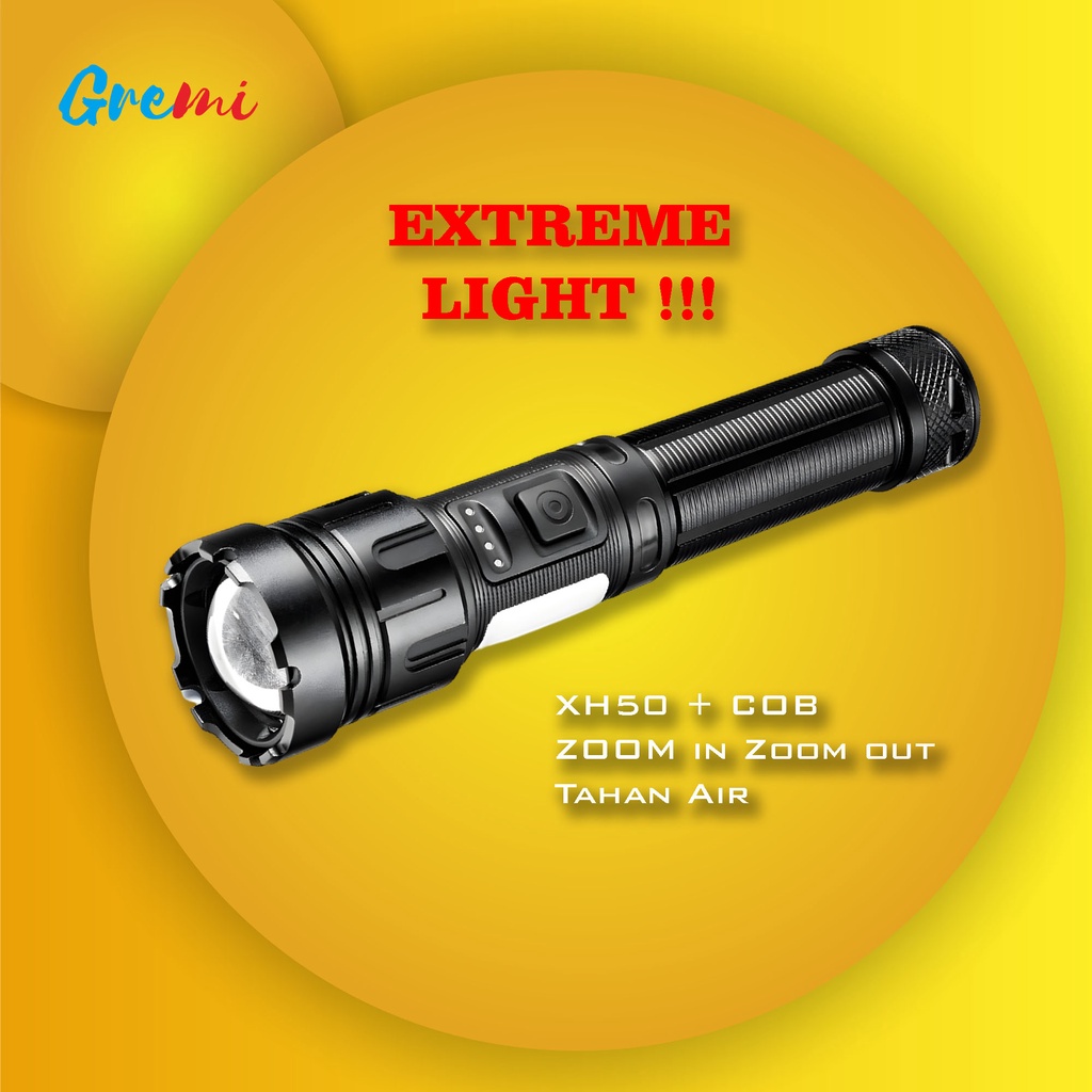 Jual Senter Tangan P50 LED Multifungsi Zoom Jarak Jauh Outdoor Tahan ...