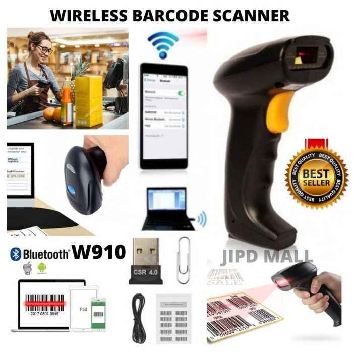 Jual Barcode Scanner Wireless Supermarket W91 Bisa HP Android PC Laptop ...