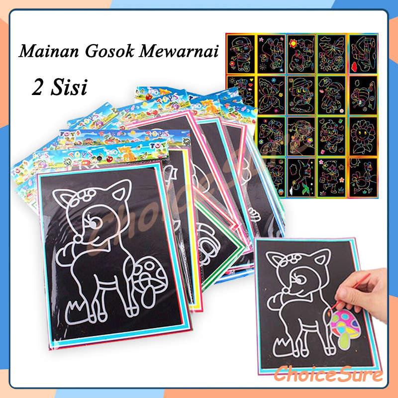 Jual Mainan Gosok Mewarnai / Mainan Gosok Lidi Karakter Kartun | Shopee ...