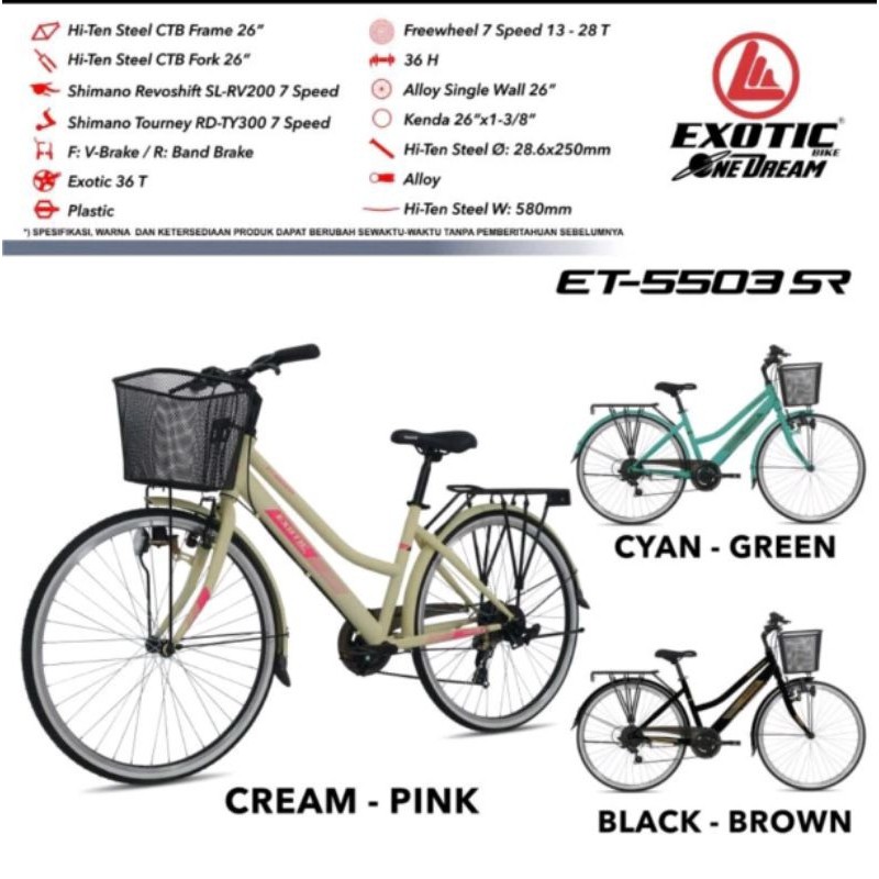 Jual SEPEDA PEREMPUAN DEWASA REMAJA 26 INCH EXOTIC ET 5503 SR 7 SPEED ...