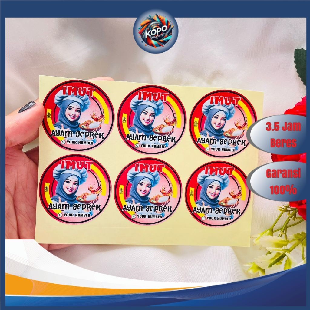 Jual KOPO Sticker Catering Ayam Geprek Stiker Free Desain Custom Nama ...