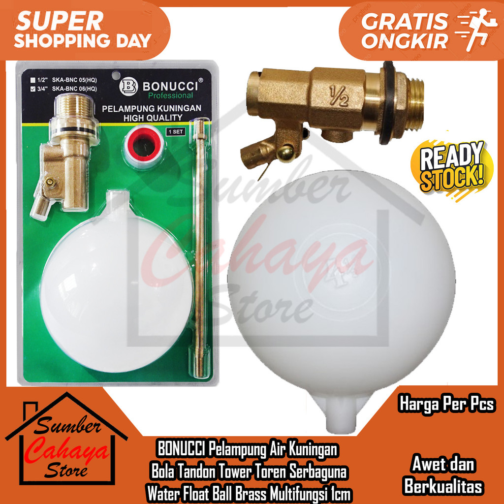 Jual BONUCCI Pelampung Air Bola Tandon Tower Toren Otomatis Kuningan ...