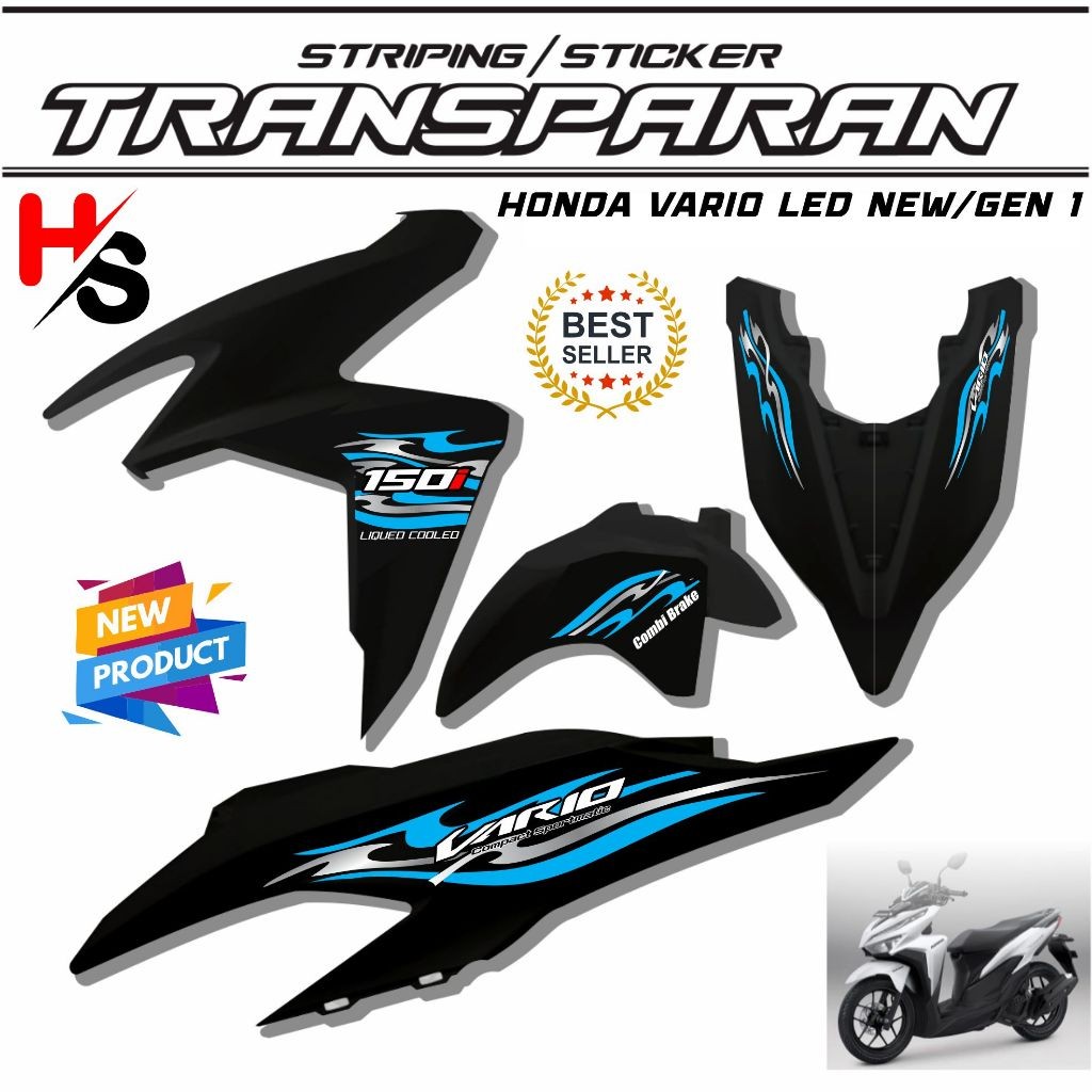 Jual COD / VARIASI LIS STIKER STRIPING TRANSPARAN MOTOR HONDA VARIO LED NEW GEN 1 VARIASI MOTIF ...