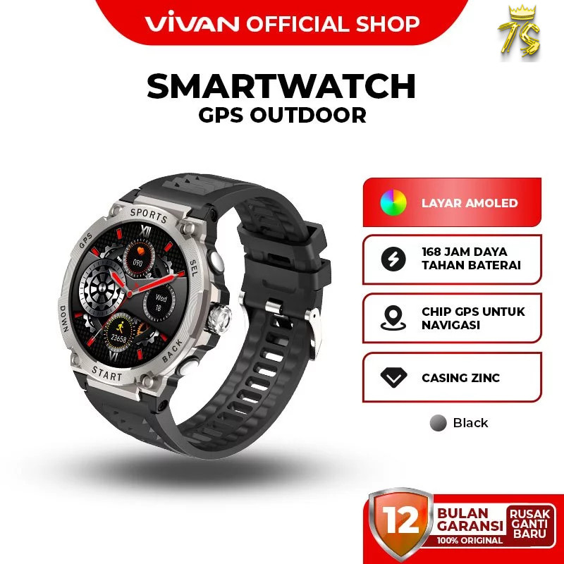 Jual VIVAN Smart Watch VWX1 Titanium GPS Amoled Screen 100+ Sports Mode ...