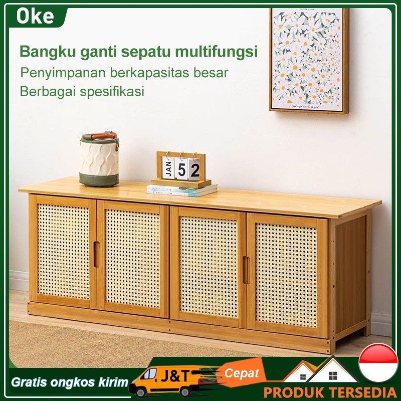 Jual BAMBOO Lemari sepatu bambu Rak Sepatu Duduk 124CM Rak Multifungsi ...