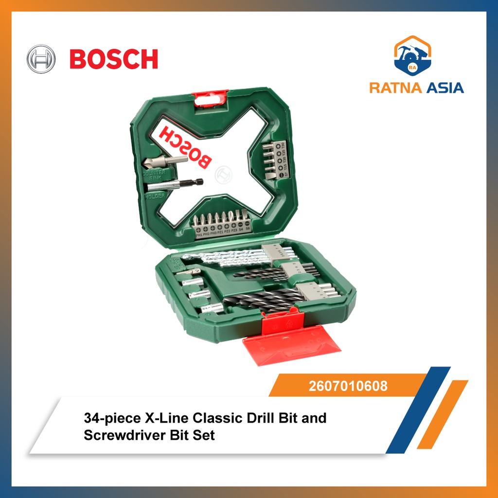 Jual Bosch 34 pcs X-Line Classic Drill Bit and Screwdriver Bit Set Mata Bor | Shopee Indonesia