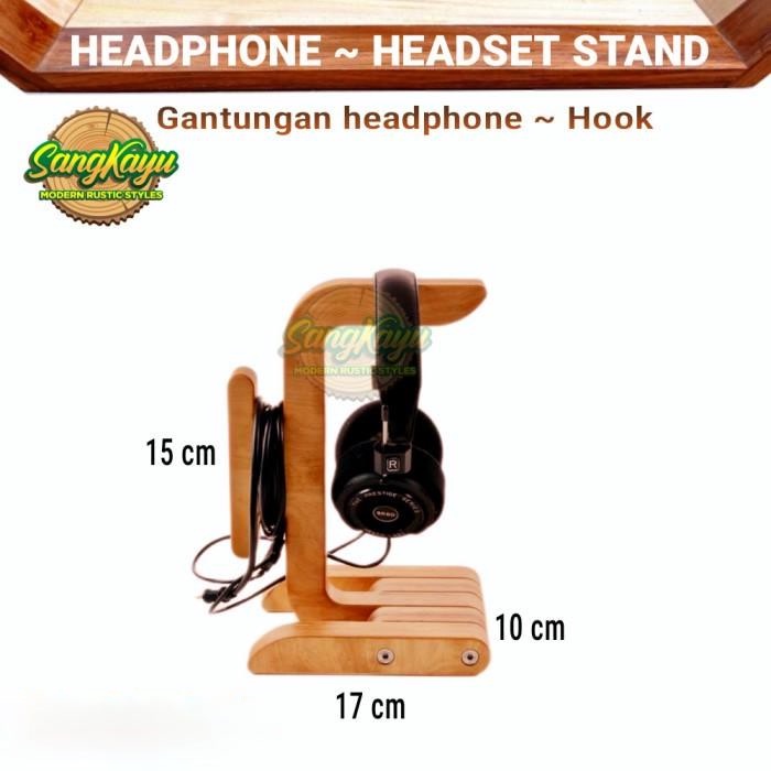 Jual Gantungan headphone kayu headphone stand headset gaming hook ...