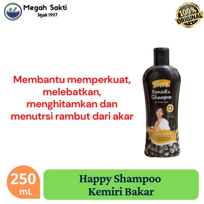 Jual MGS - Happy Shampoo Kemiri Bakar 250 mL | Kesuburan Rambut Hitam ...