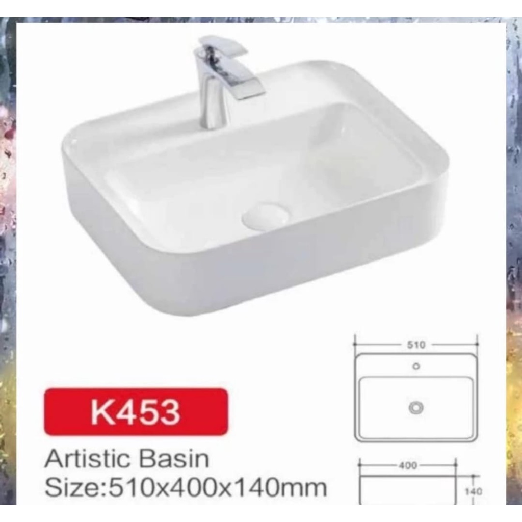 Jual WASTAFEL CUCI TANGAN KERAMIK WIKEA K453 / WASTAFEL MEJA KERAMIK K 453 | Shopee Indonesia