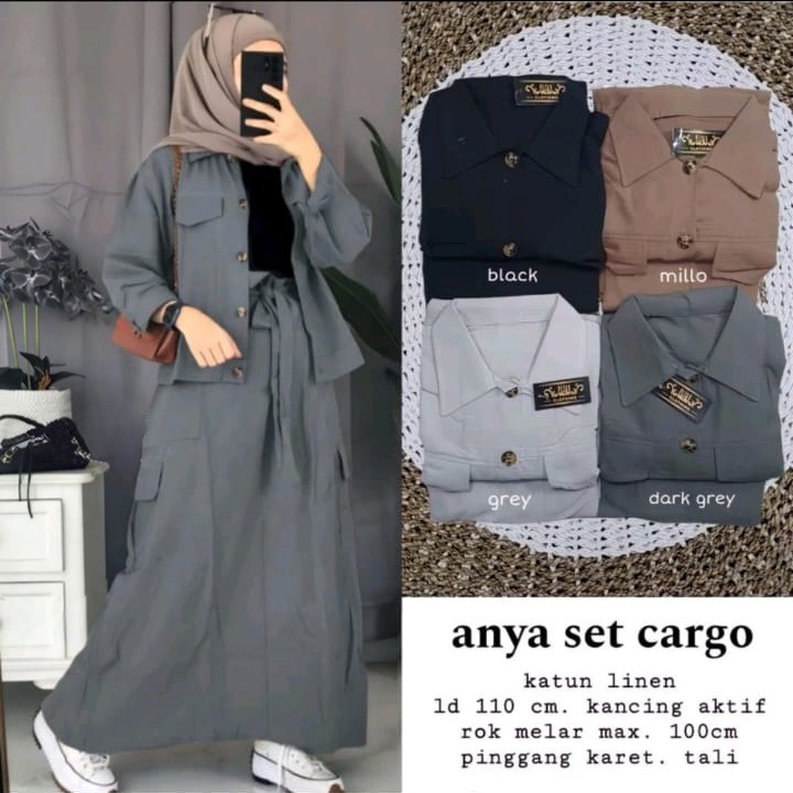 Jual Femes Anya One Set 2in1 Wanita Remaja Matt Katun Linen Polos Basic ...