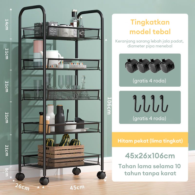 Jual Rak Troli Susun Rak Roda Rak Lantai Beroda Rak Ruang Tamu Rak ...