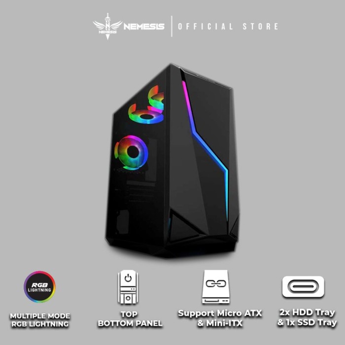 Jual Casing Nemesis PC NYK T65 Momus M ATX Free 1Fan RGB | Shopee Indonesia