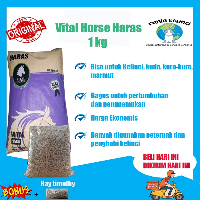 Jual MAKANAN KELINCI KUDA VITAL HORSE HARAS 1 KG PAKAN PELET | Shopee ...