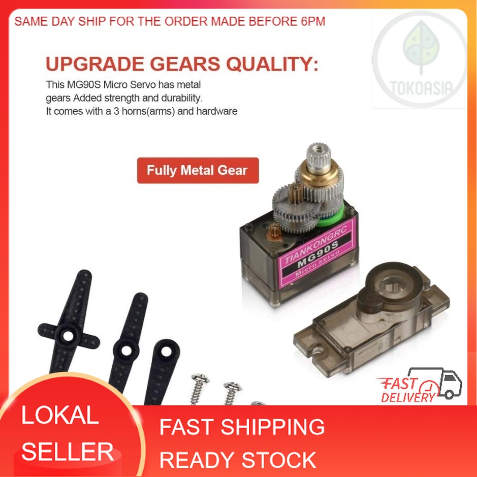 Jual MG90S 9g Servo Motor Micro Metal Gear Robot Car Plane RC ...