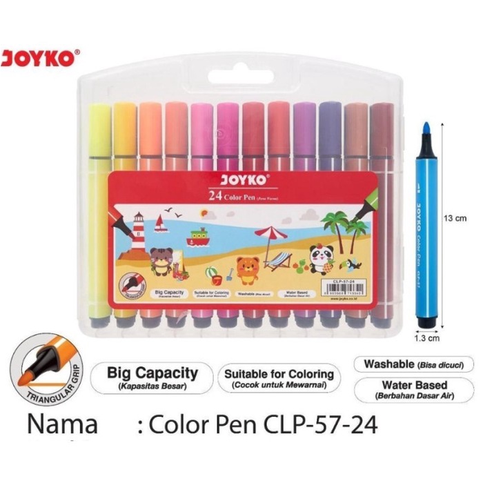 Jual Joyko Color Pen 24 Warna CLP-05 / Pen Pulpen Warna Single Tip 24 ...