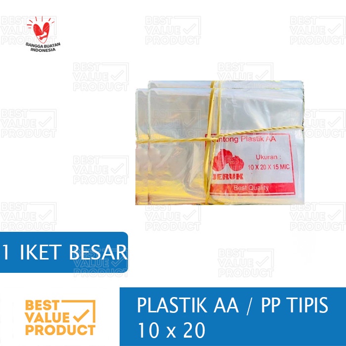 Jual Plastik AA bening TIPIS 10x20 plastik PP Bening 10 x 20 | Shopee ...