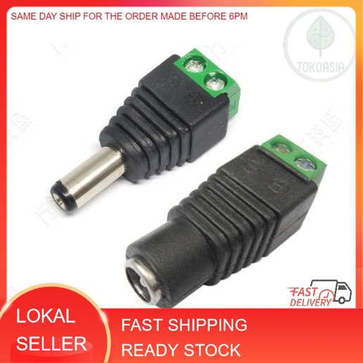 Jual DC Connector Power Socket 5.5-2.1mm DC Male-Female Plug Adapter ...