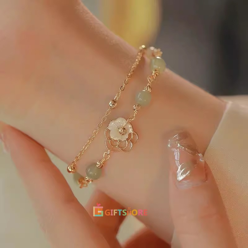 Jual COD Gelang Rantai Rantai Lapisan Ganda Bunga Gaya Cina Wanita ...