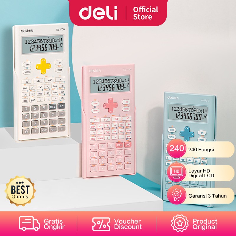 Jual Deli Scientific Calculator/ Kalkulator Ilmiah 12 Digit 240 Fungsi ...
