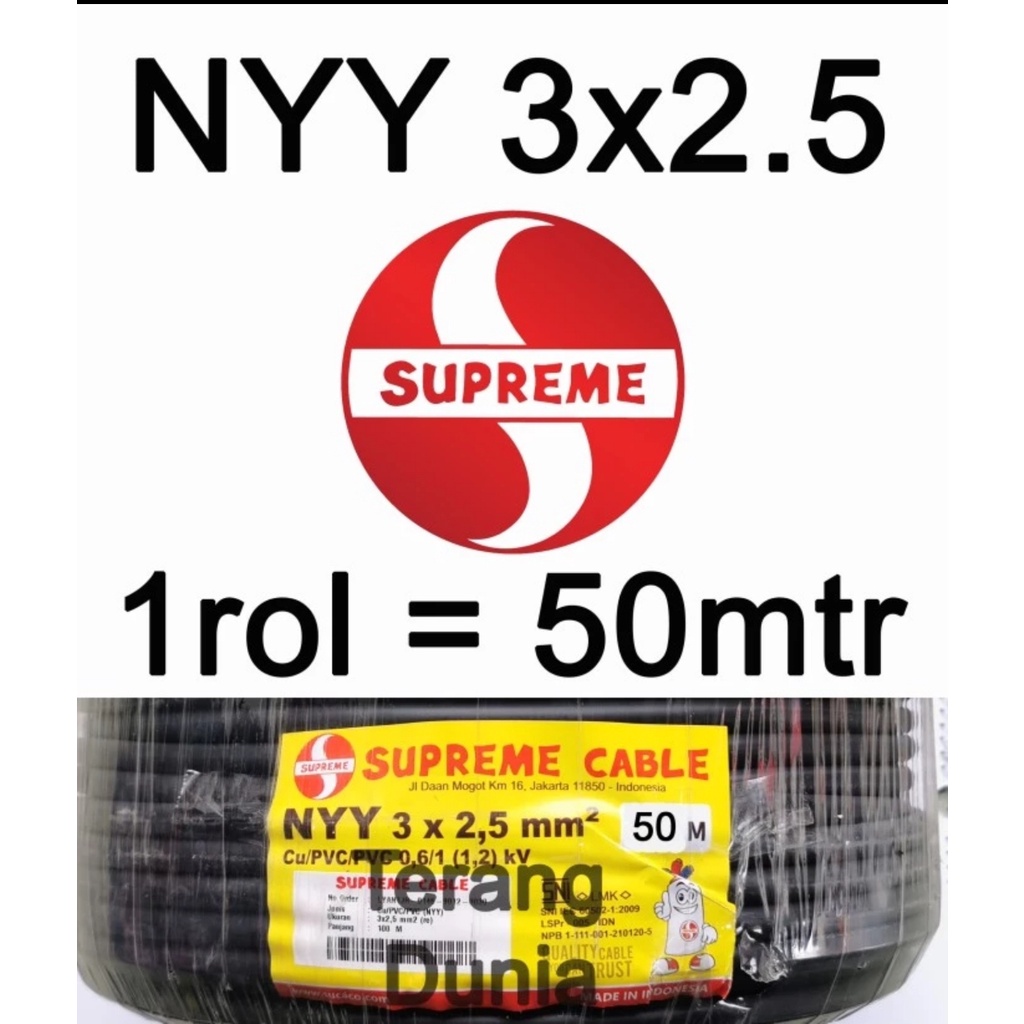 Jual KABEL NYY 3X2,5MM 3X2,5 MM SUPREME 50 METER | By ...