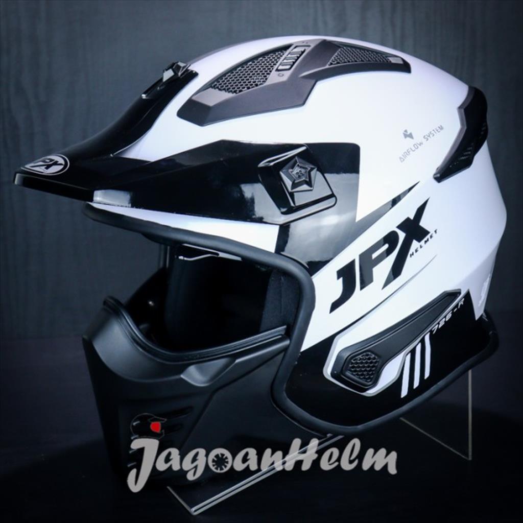 Jual JPX HELM MX726R | GLOSSY WHITE PEARL BLACK | CROSSOVER | MX726 R ...