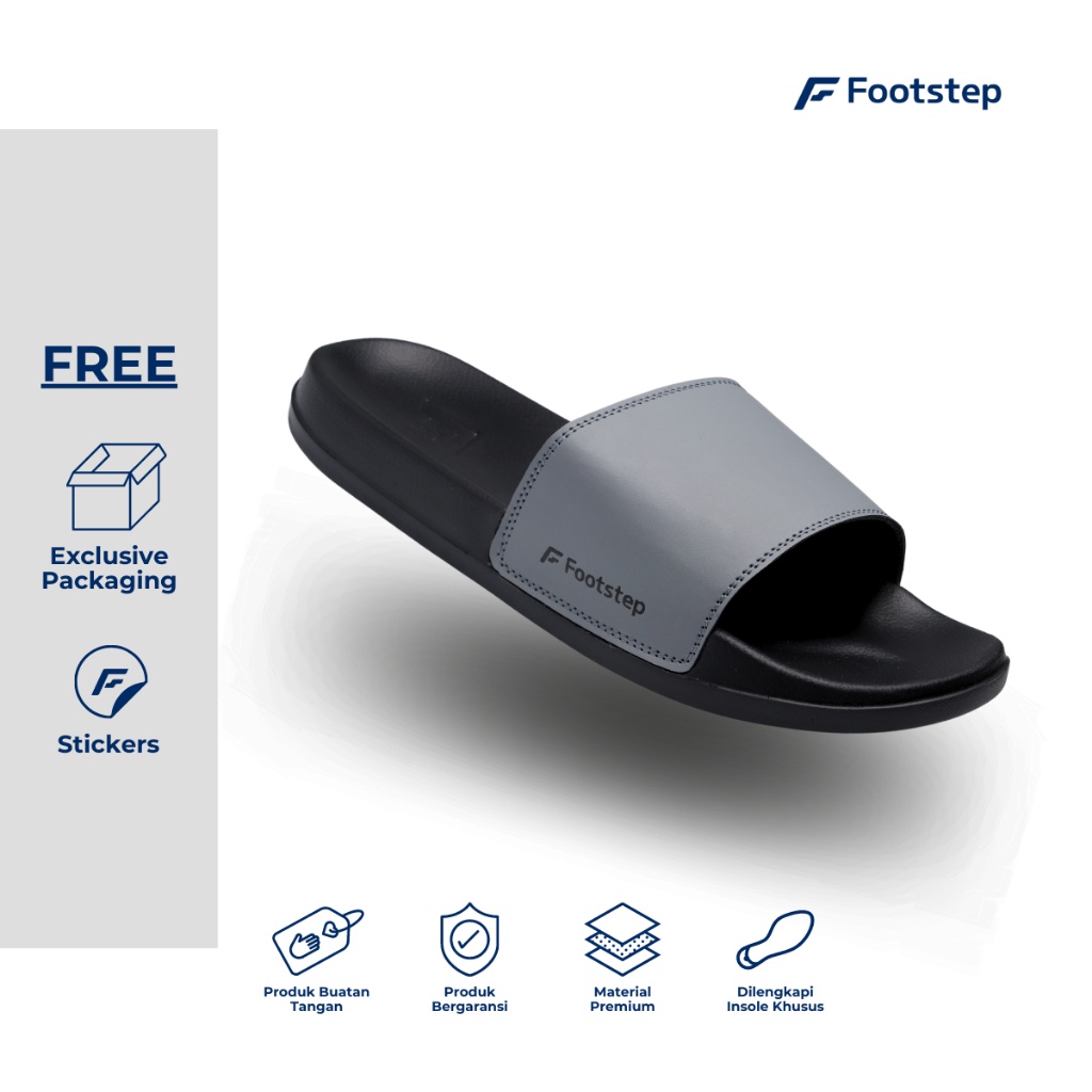 Jual COD Sandal Pria Slide Footstep Footwear - Porto Grey | Shopee ...