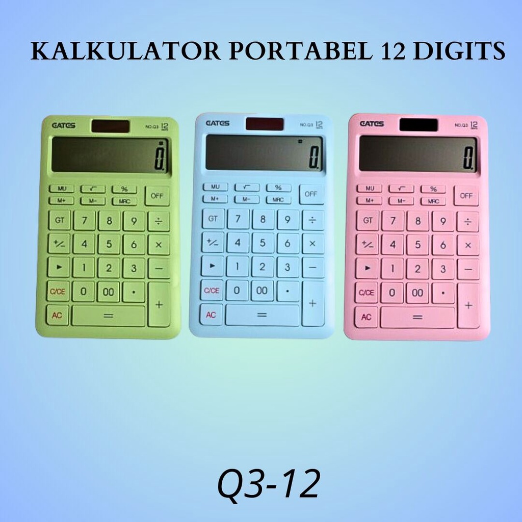 Jual Kalkulator Portable 12 Digits (Q3-12) 1 Pcs | Shopee Indonesia