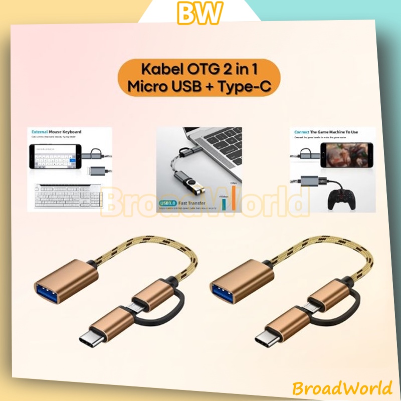Jual Kabel OTG 2 in 1 Type C / Micro otg Multifungsi Bahan Besi Hight speed usb V8 & Tipe C 2in1 ...