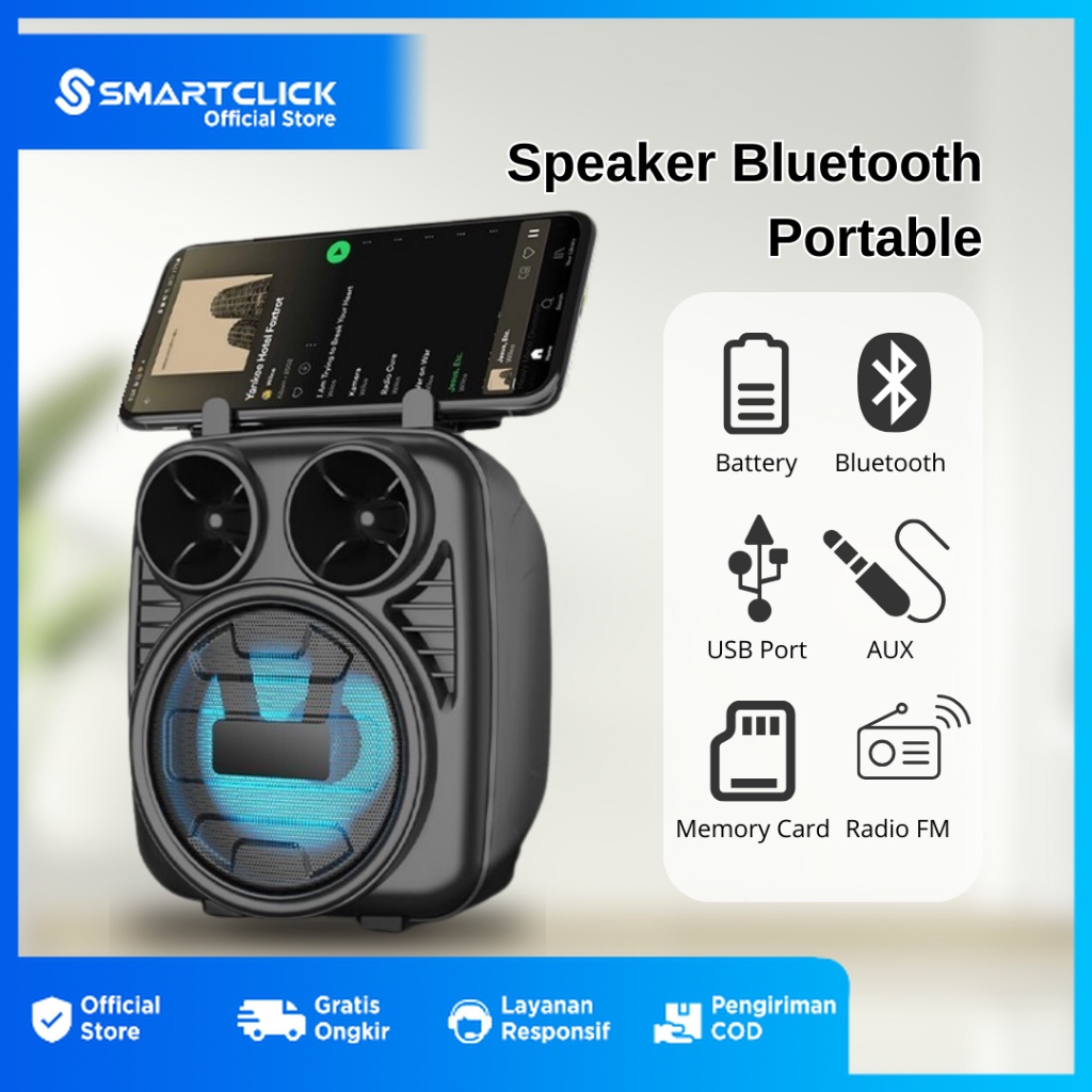 Jual Speaker Bluetooth Portable Stereo LED 3 Inches Wireless FM Radio ...
