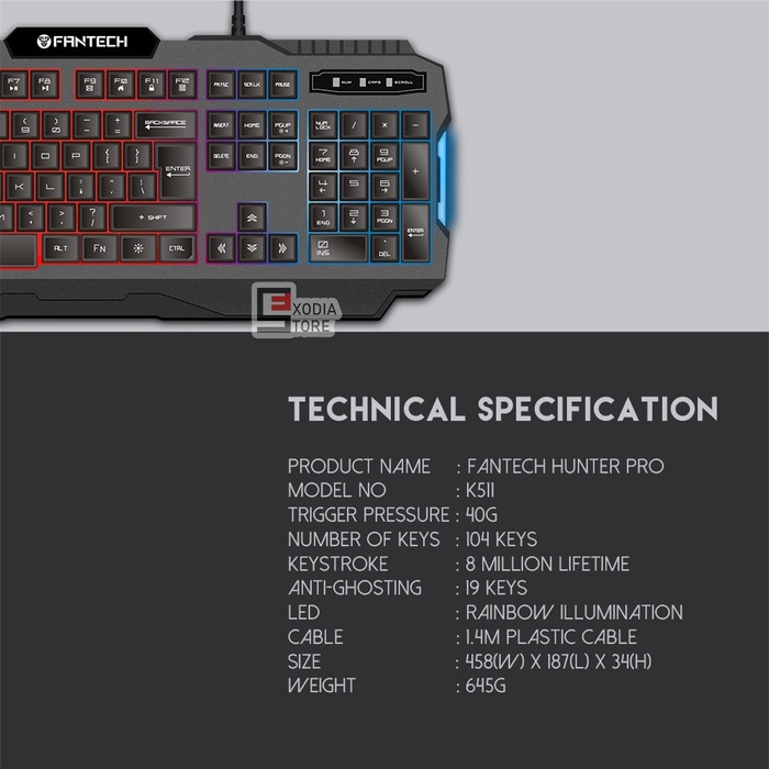 Jual Fantech HUNTER PRO K511 RGB Backlite Keyboard Gaming Membrane ...