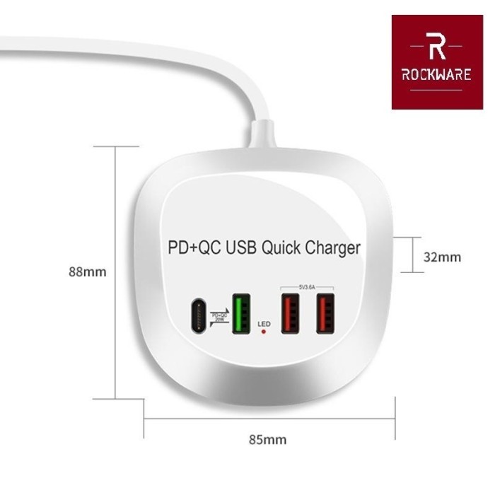 Jual Smart Fast Charging 8 Port charger USB Led Display with 1 Type C ...