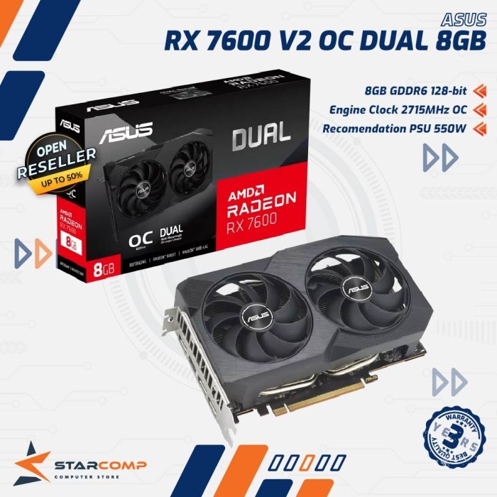 Jual ASUS Dual Radeon RX 7600 V2 OC Edition 8GB GDDR6 VGA RTX7600 | Shopee Indonesia