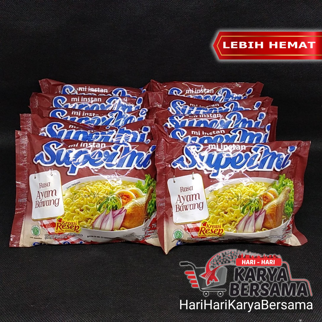 Jual SUPERMI MI INSTAN RASA AYAM BAWANG PACK 10 BUNGKUS X 75GR | Shopee ...