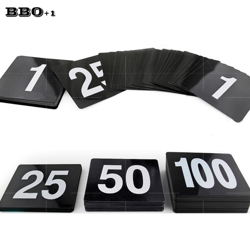 Jual 1 to 100 Double Side Plastic Table Numbers Black Square Seat Cards ...